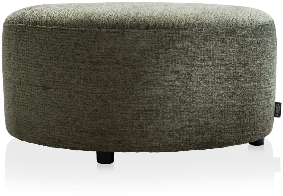 BeautiQ - Chic poef - rond 80 cm in de kleur Olijf - COCOmaison