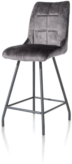 Mischa, Tresenstuhl - 4-Füße + Handgriff - Stoff Karese - Anthrazit