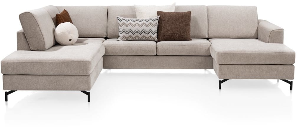 Alcona, U-Sofa gerade links- Stoff Vada - Beige
